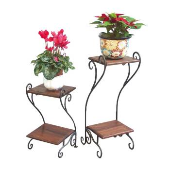 Sellettes rétro en fer forgé et palissandre. Style rétro